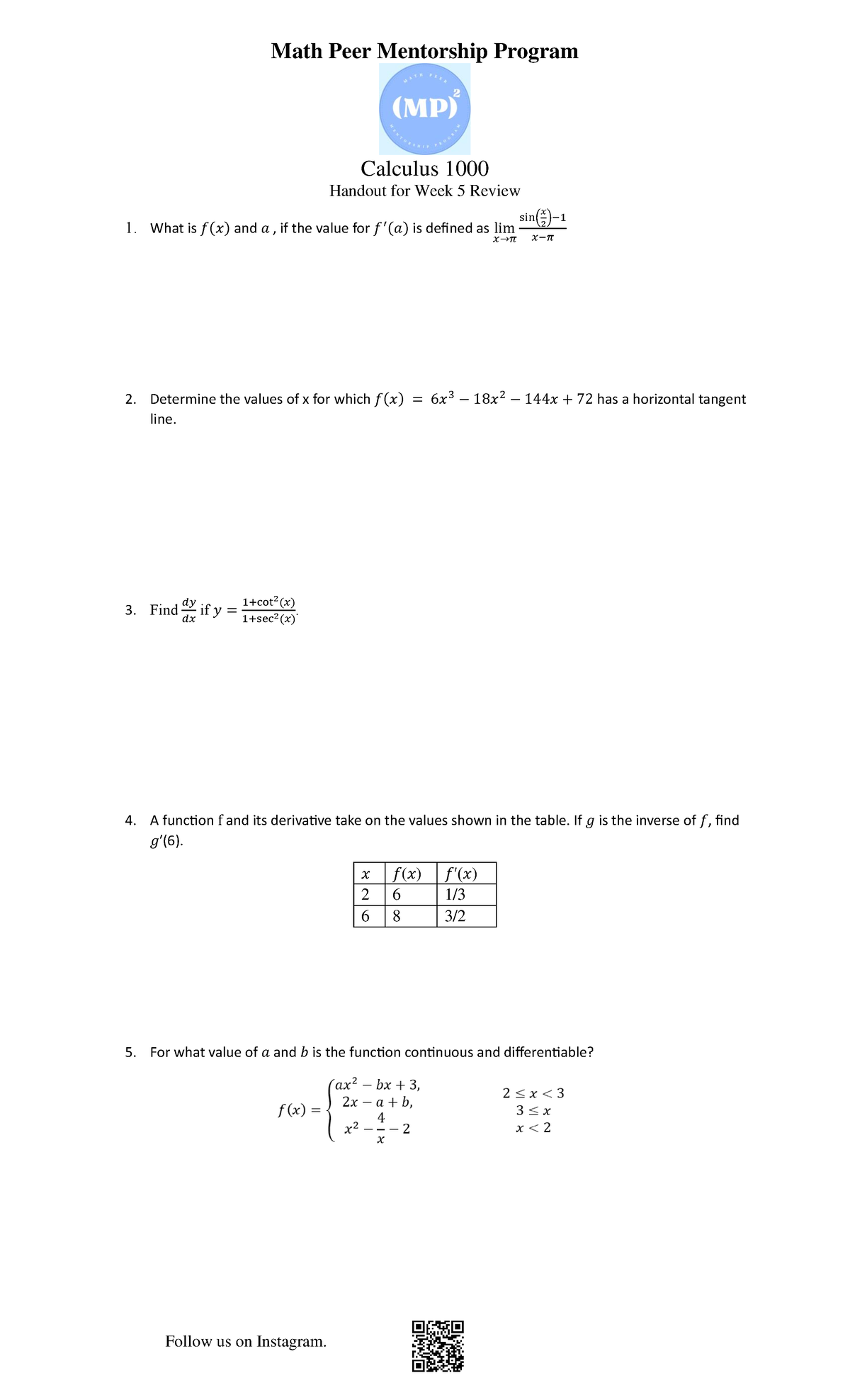 Handout+Third+Workshop - Math Peer Mentorship Program Calculus 1000 ...