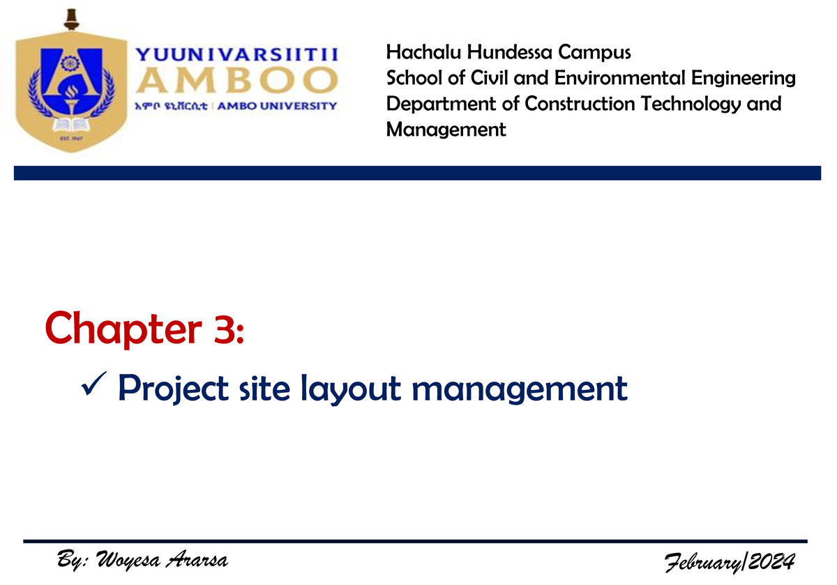 CHSM Chapter 3- Chapter 3 : Project site layout management February ...