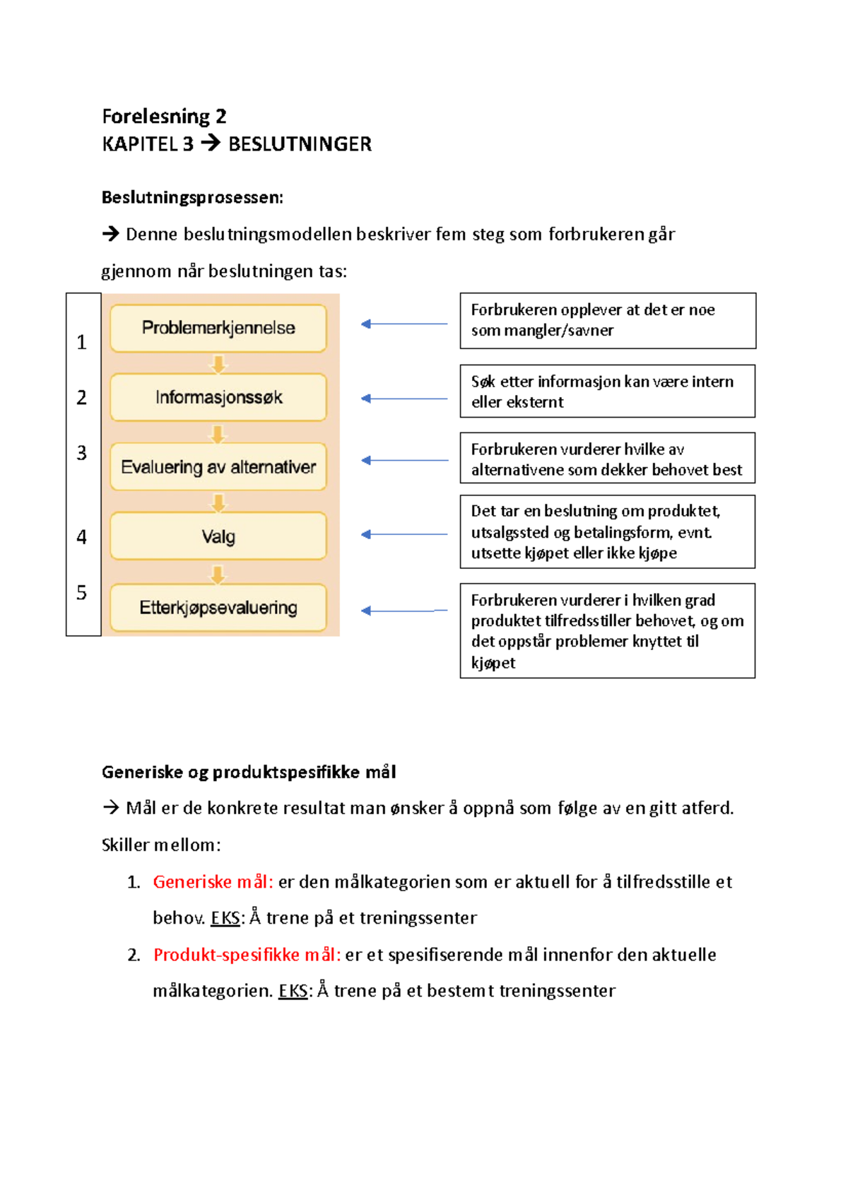 Kap 3 Beslutninger - forelesning - Forelesning 2 KAPITEL 3 BESLUTNINGER Beslutningsprosessen ...