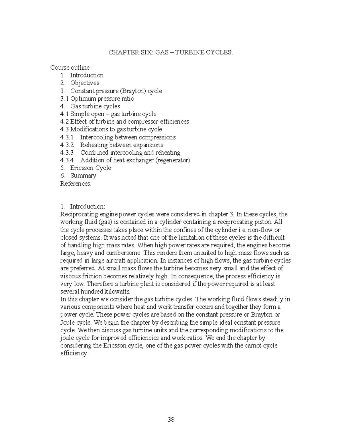 Chapter SIX - GAS Turbine Cycles - CHAPTER SIX: GAS – TURBINE CYCLES ...