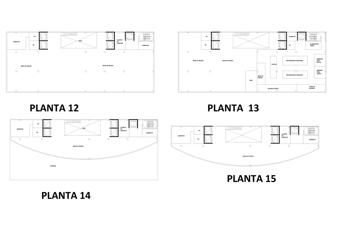 A3 Planta 12 A 15 - PLANTA 13 PLANTA 14 7543 1415 6 13 8 21 9101112 16 CÁMARAFRIG. MIXTA ...