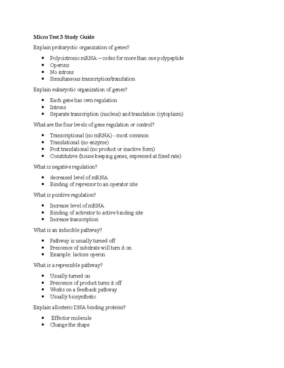 Micro Exam 3 Study Guide Micro Test 3 Study Guide Explain Prokaryotic