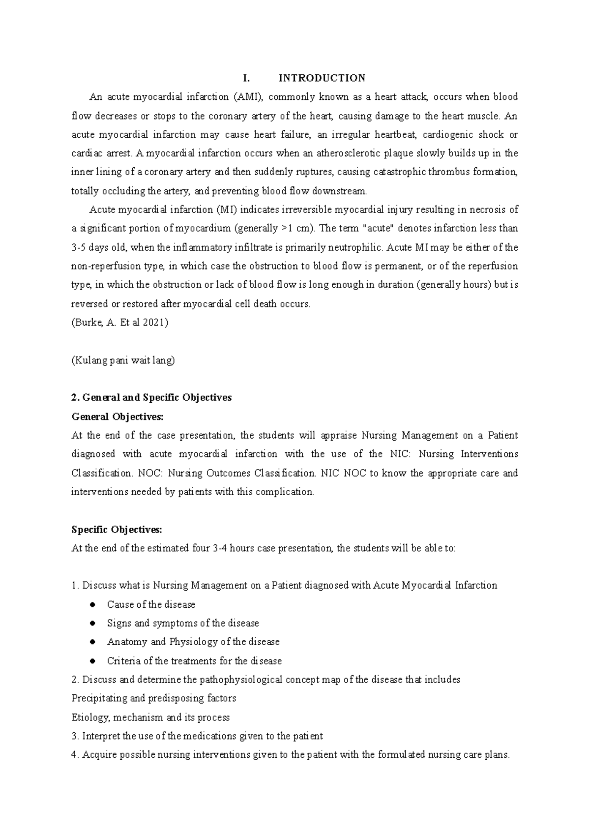 Acute AL MI - Aflkjeknghieojgoeijg - I. INTRODUCTION An acute ...