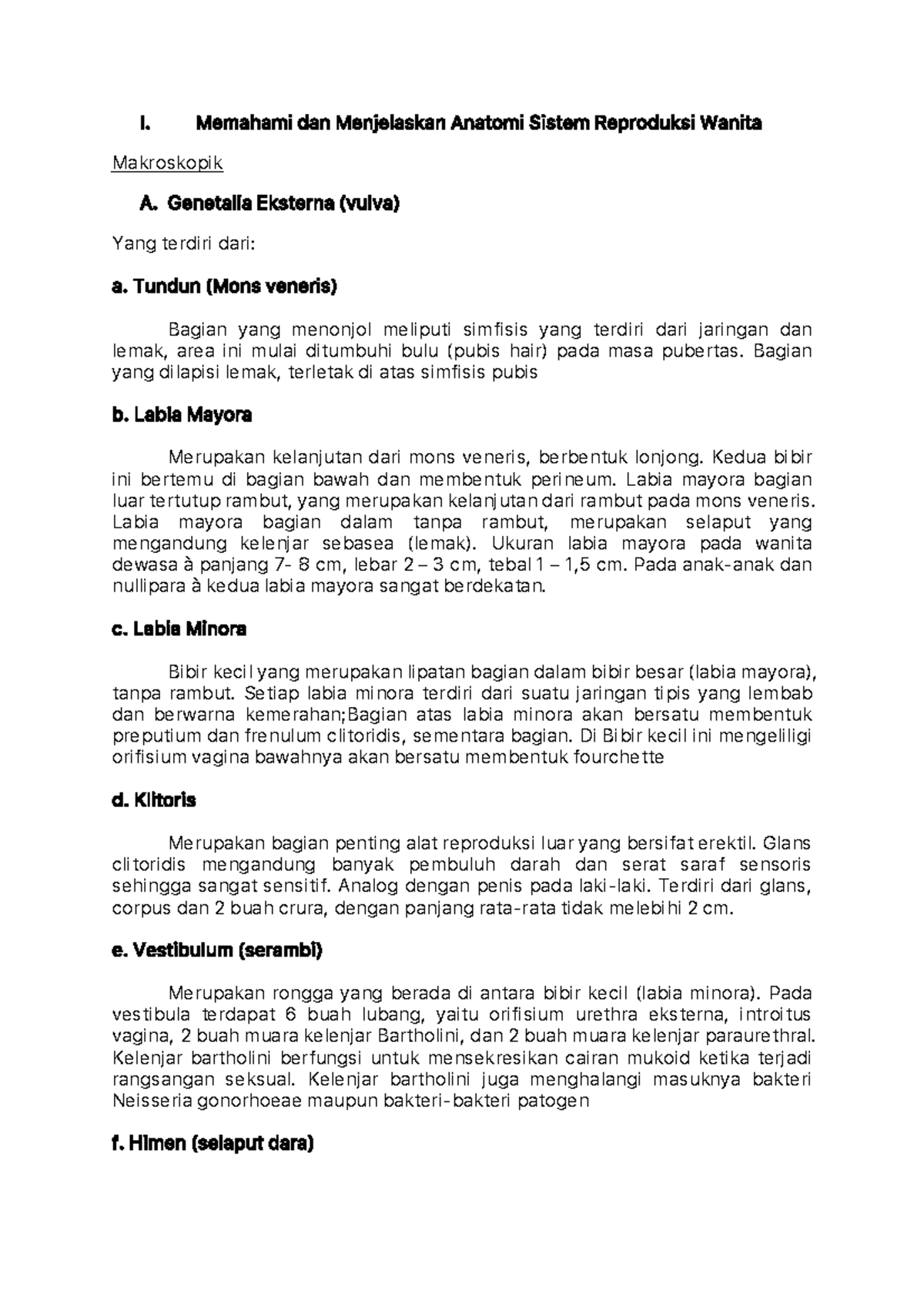 Memahami dan Menjelaskan Sistem Reproduksi Wanita - I. Memahami dan ...