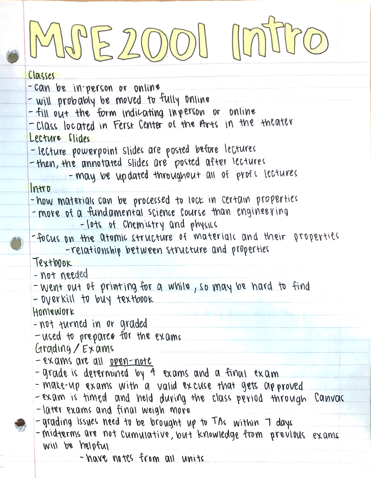 Intro notes - MSE 2001 - Studocu