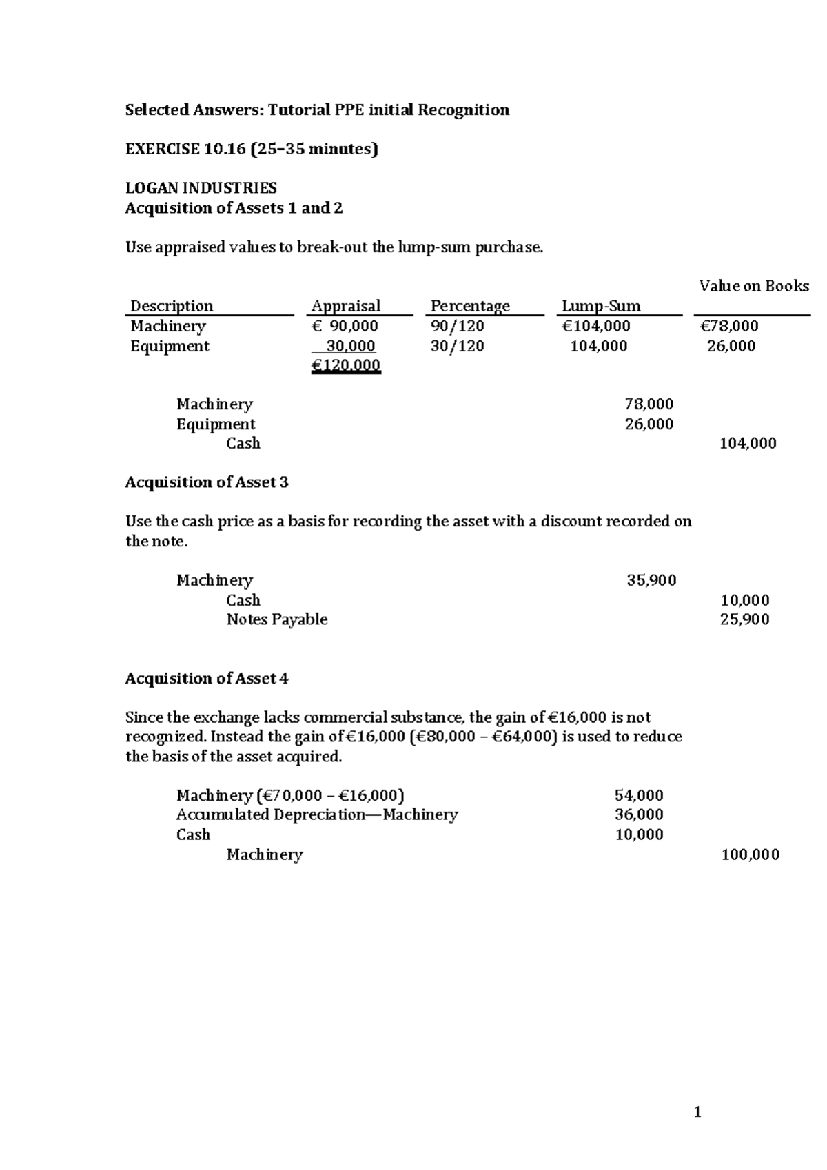 PPE Initial Recognition - Selected Answers: Tutorial PPE initial ...