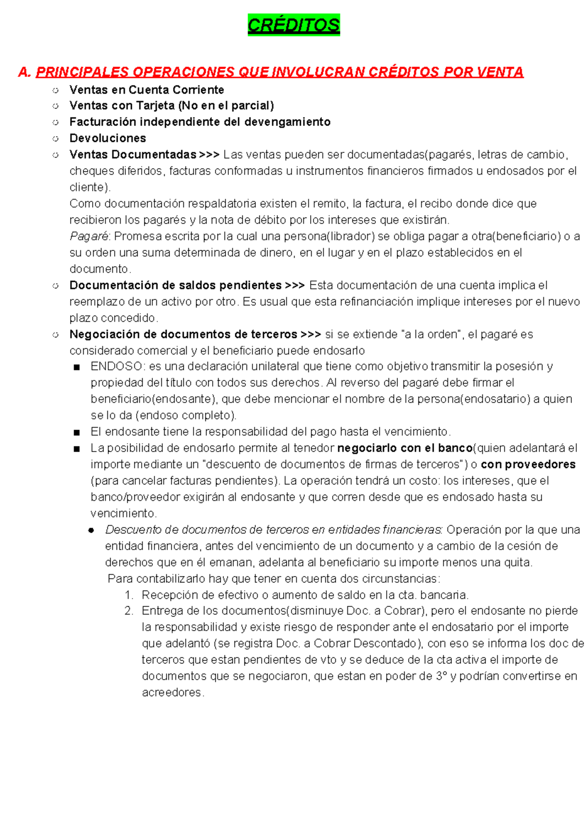 Créditos Rubro N°3 - Resumen Contabilidad básica - CRÉDITOS A ...
