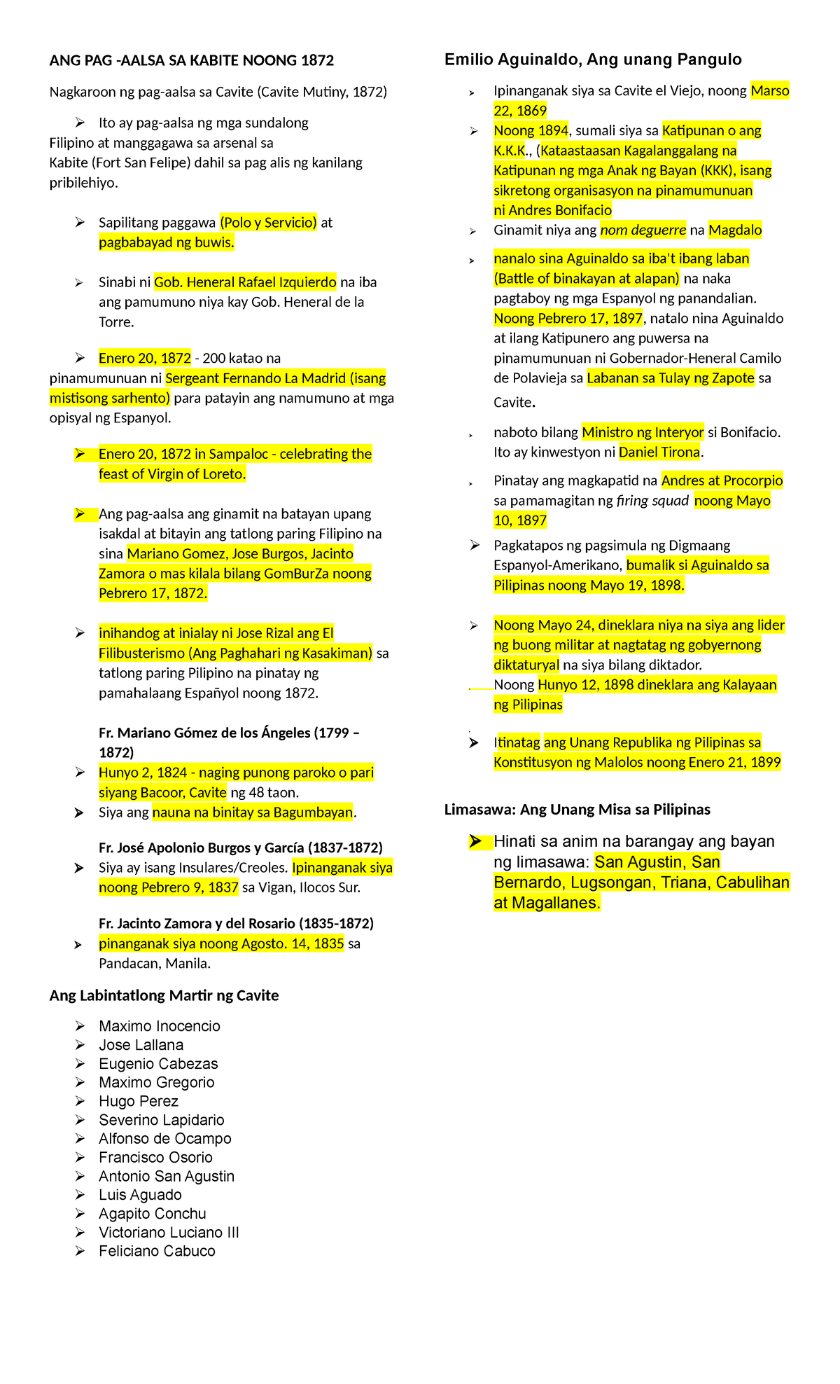 Pointers-to-Review - asfasfsafasf - ANG PAG -AALSA SA KABITE NOONG 1872 ...