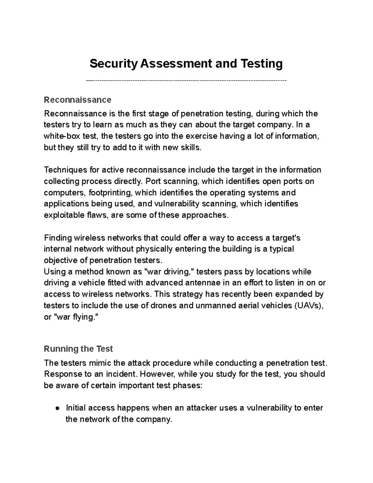 Security Assessment and Testing Pt.6 - Security Assessment and Testing ...
