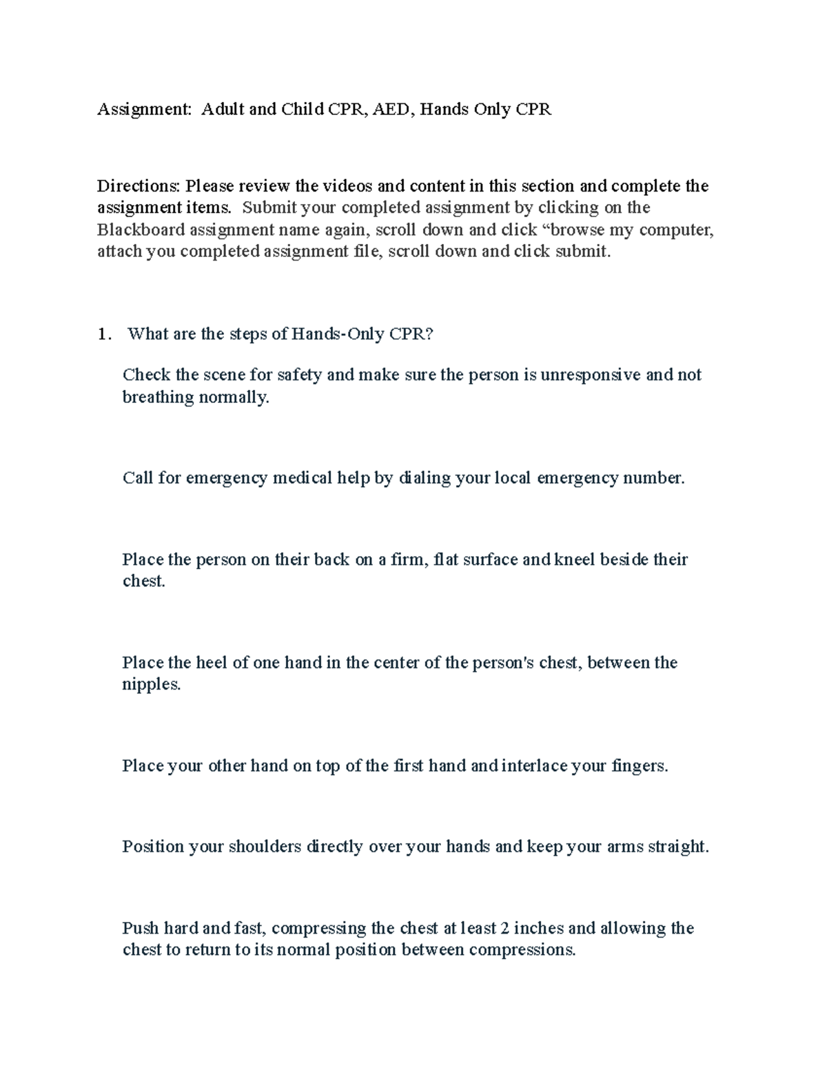 08.02b CPR DBA Template - Assignment: Adult and Child CPR, AED, Hands ...