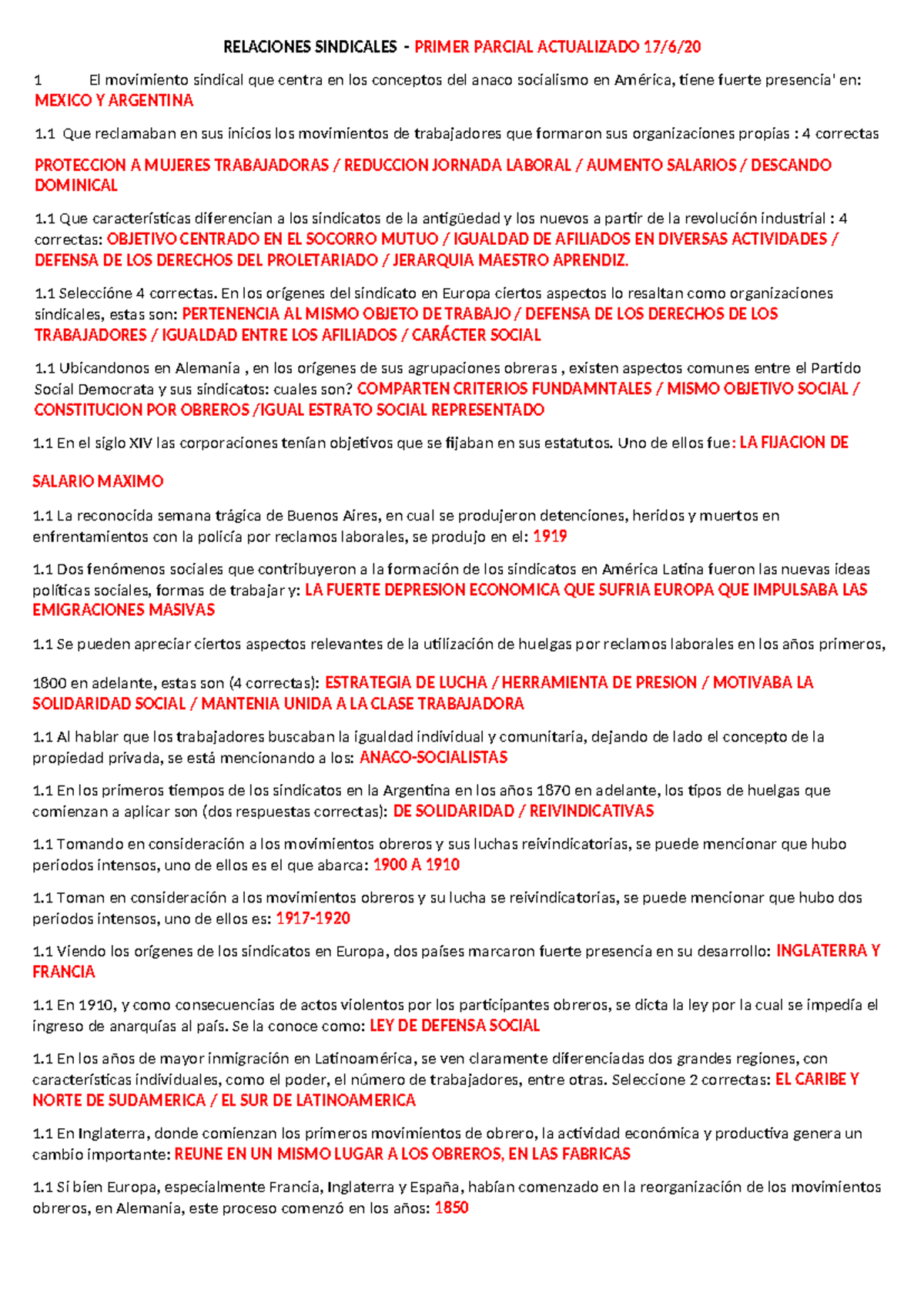 Preguntero 1º Relaciones Sindicales 18-06-2020 - RELACIONES SINDICALES ...