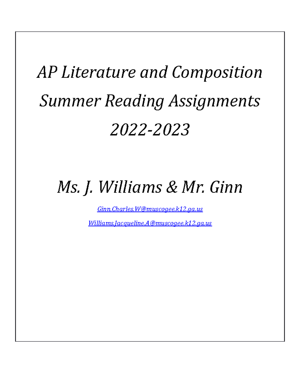 AP Lit Very Good Answer Key AP Literature And Composition Summer