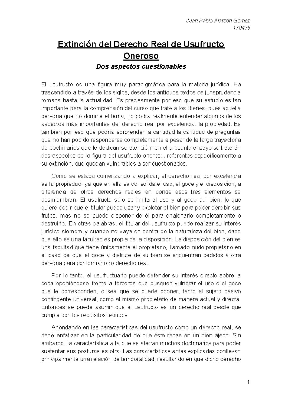 Extinción del Derecho Real de Usufructo Oneroso - 179476 Extinción del ...