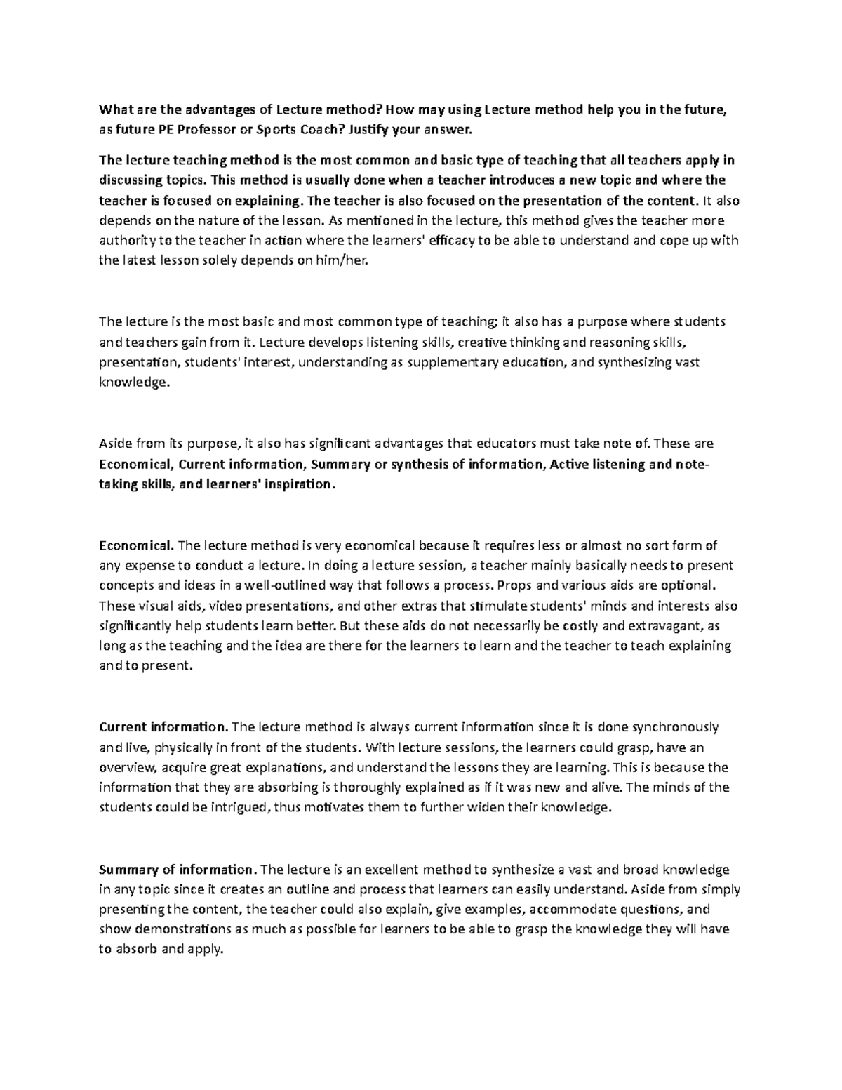 Lecture Methods What Are The Advantages Of Lecture Method How May