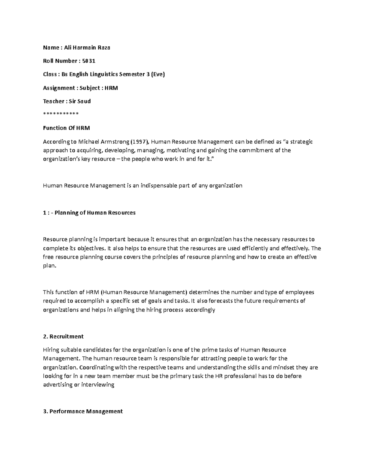 Harmain Assignment Roll num 5032 - Name : Ali Harmain Raza Roll Number ...