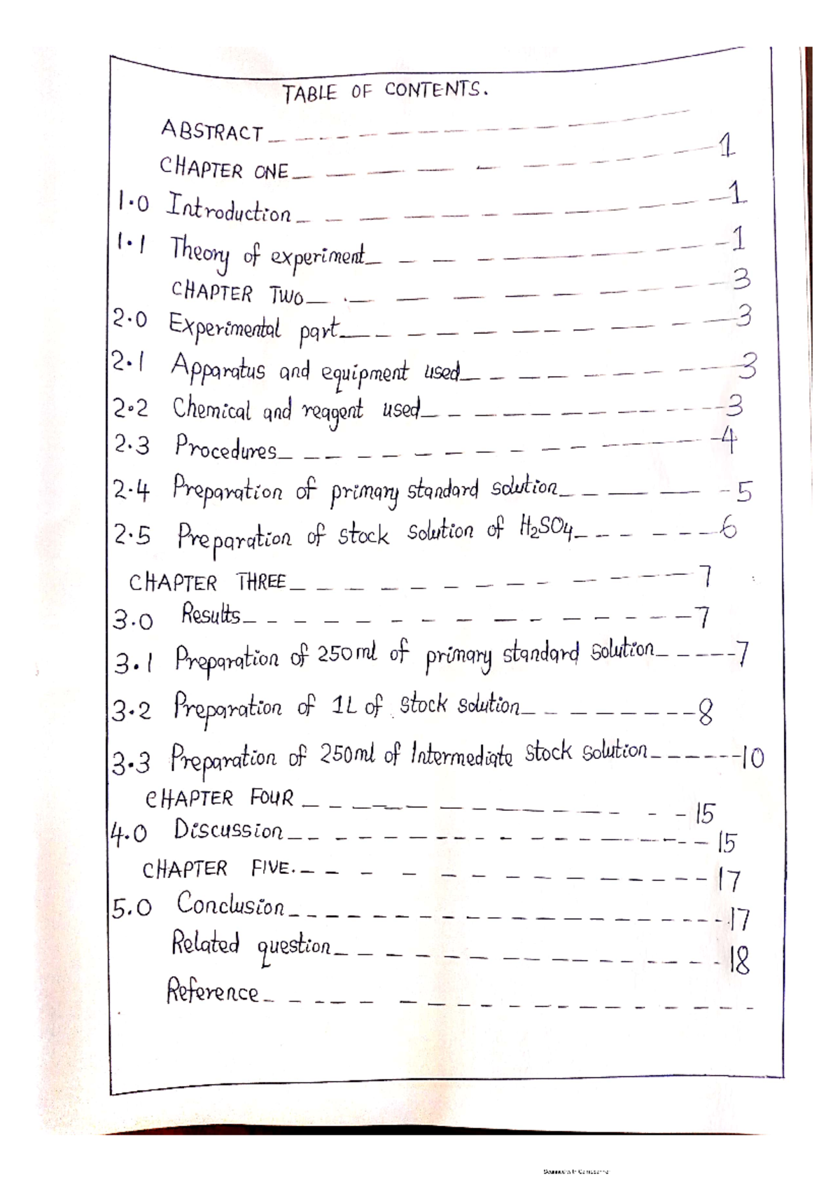 Chemistry Practical 1 - Students - TABLE OF CONTENTS. ABSTRACT 1 CHAPTER ONE 1 Introduction 1 1 ...