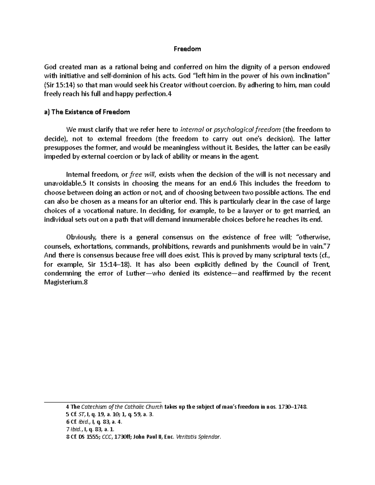 Handout 4 - Freedom - ethics ethics ethics ethics ethics ethics ...