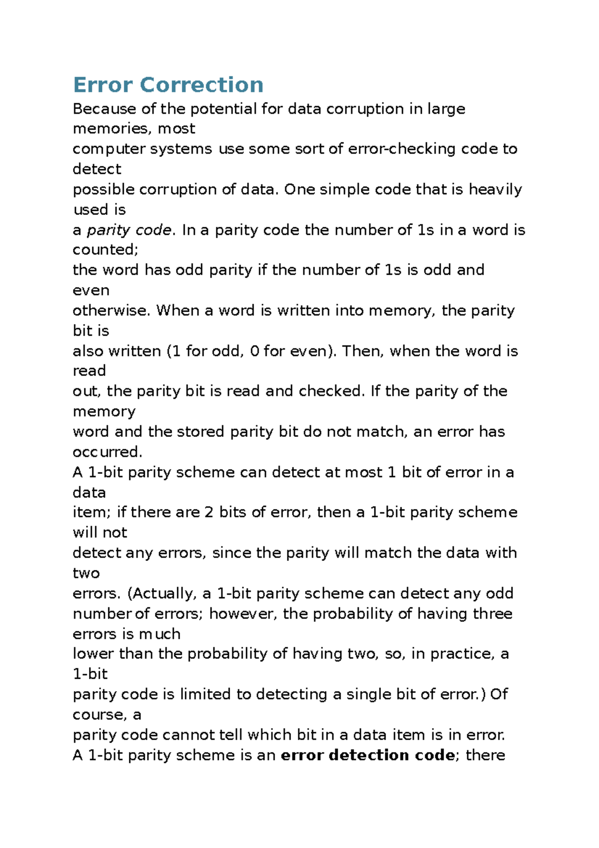 Error Correction - Error Correction Because of the potential for data ...