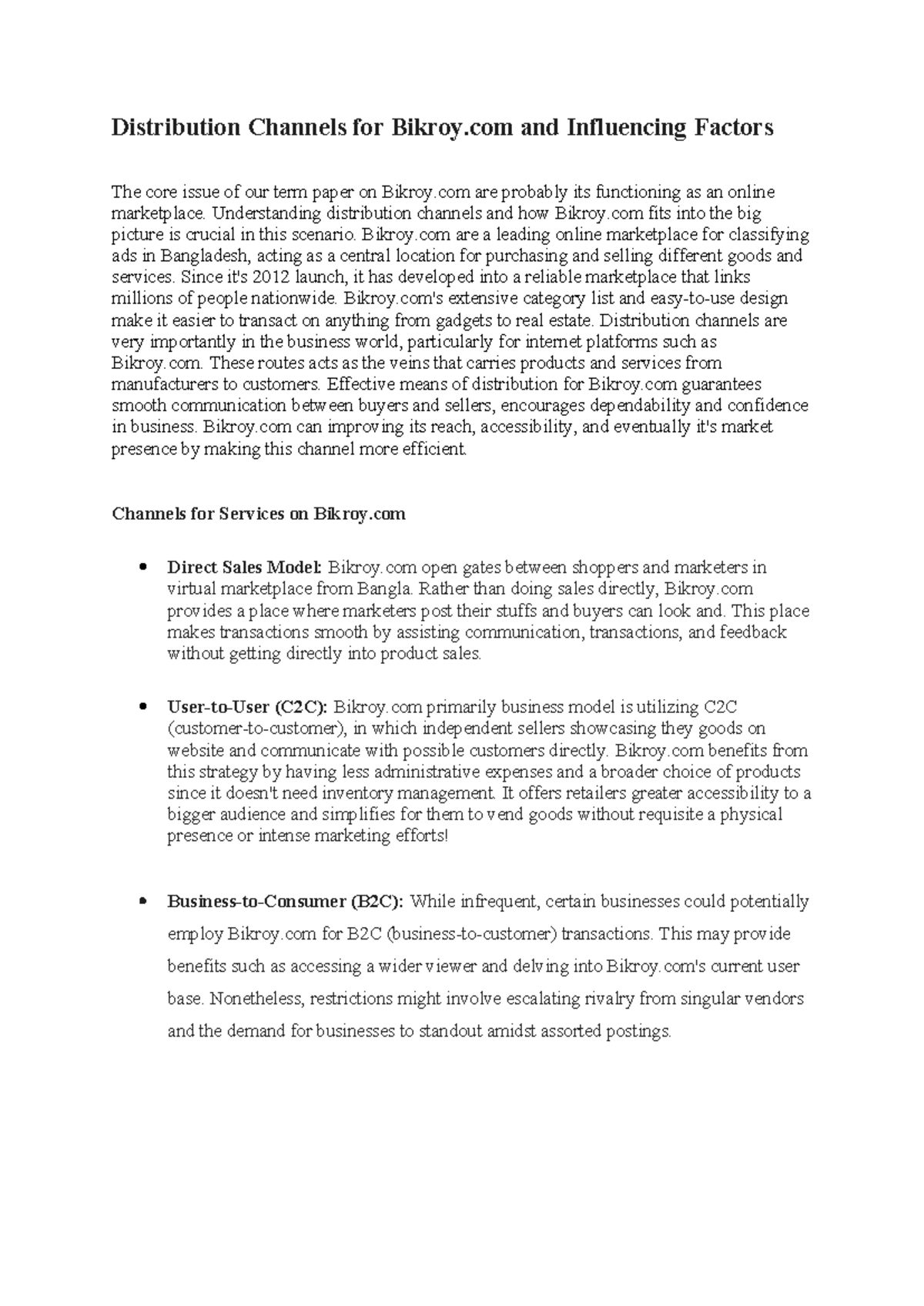 Distribution Channels and Bikroy - Understanding distribution channels ...