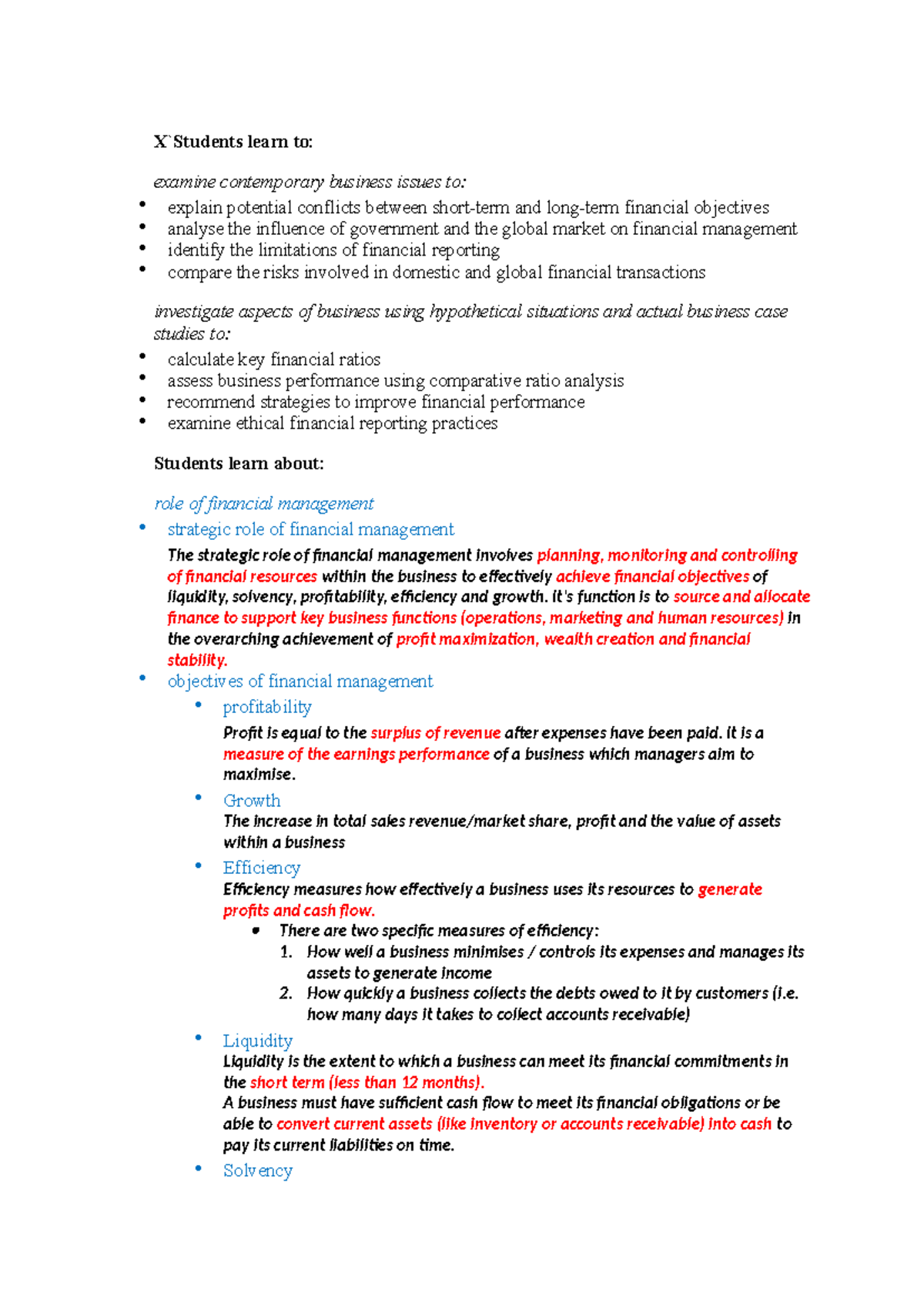 Business Syllabus Notes - X`Students learn to: examine contemporary ...