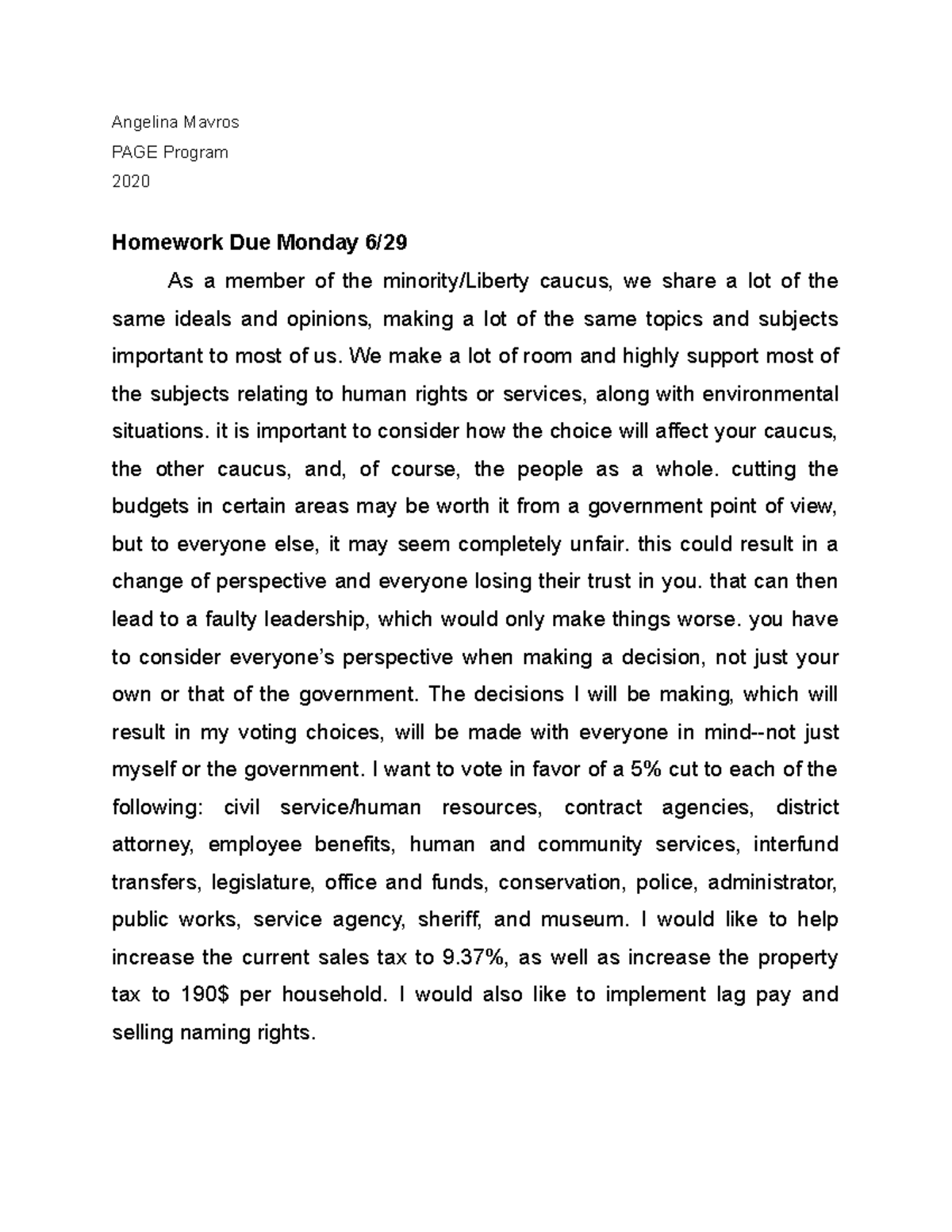 Angelina mavros - Homework Due Monday, June 29 - Angelina Mavros PAGE ...