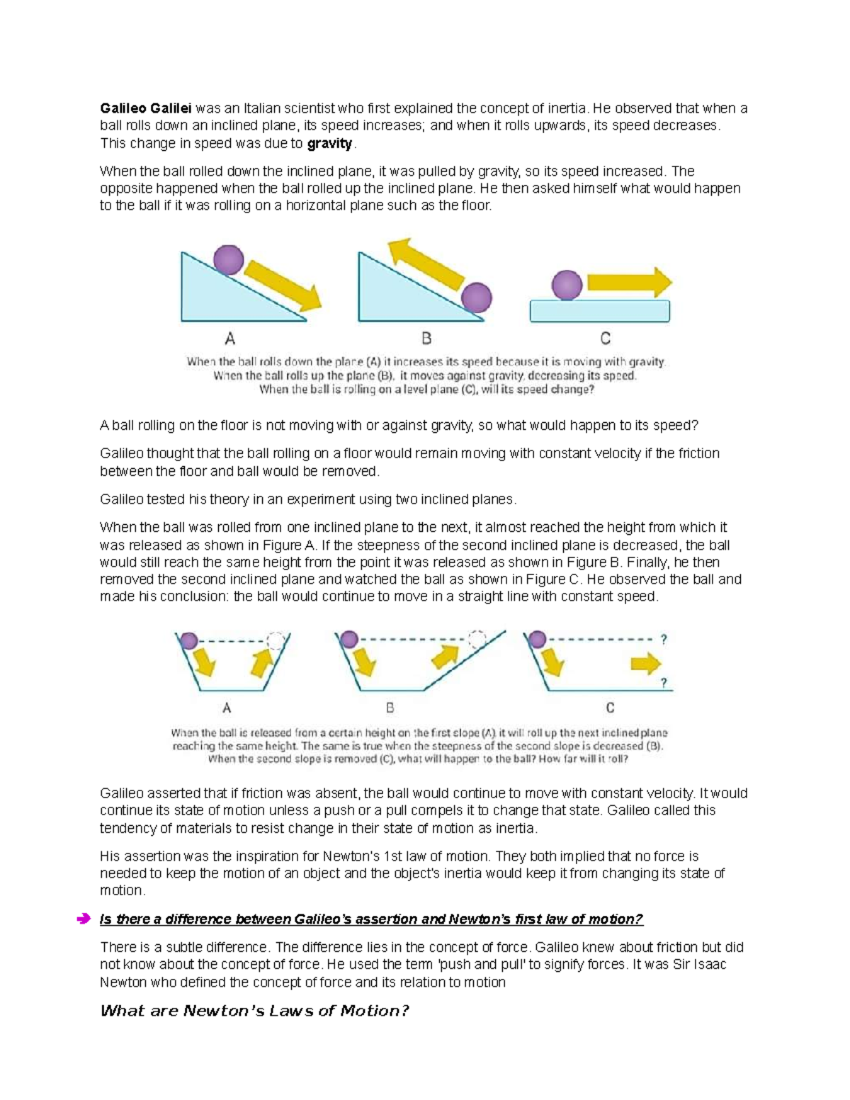 3 laws of newton - Galileo Galilei was an Italian scientist who first ...