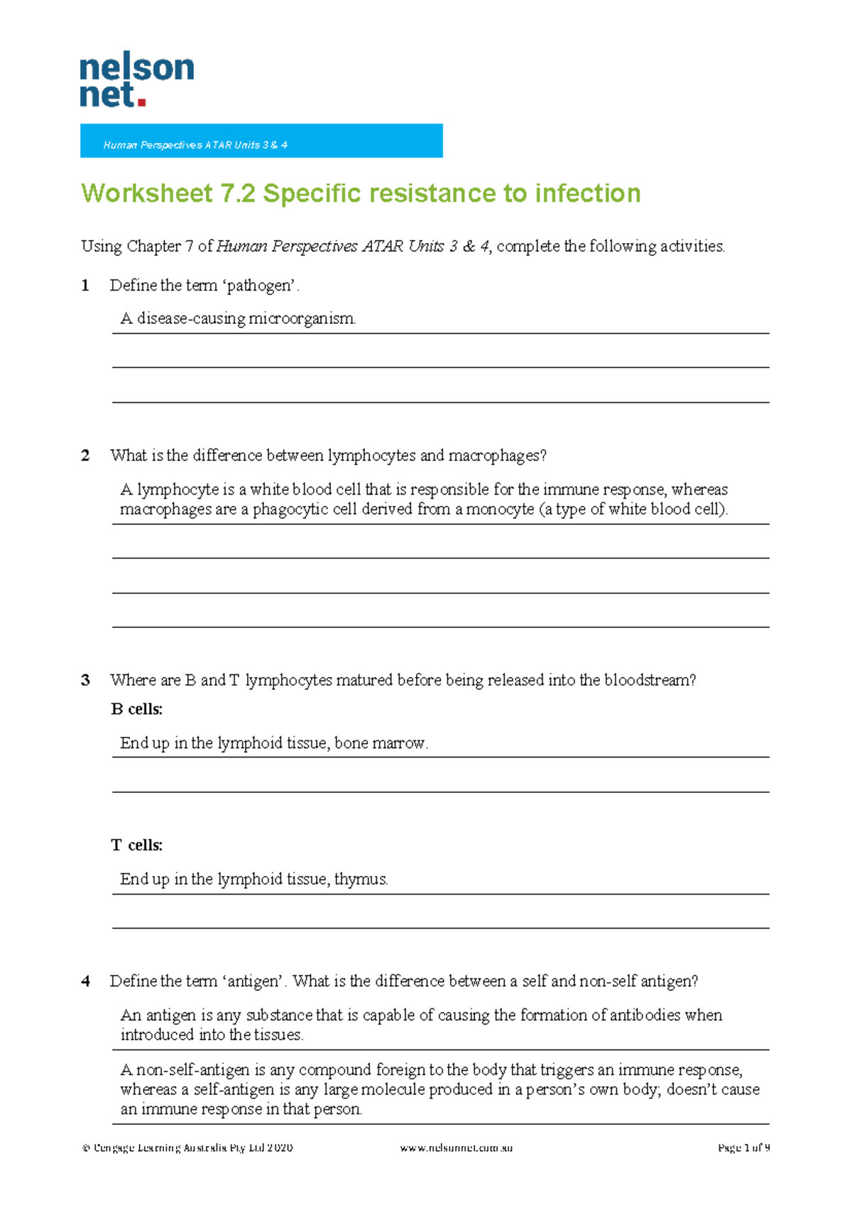 Chapter 7 worksheet - Human Perspectives ATAR Units 3 & 4 Worksheet 7 ...