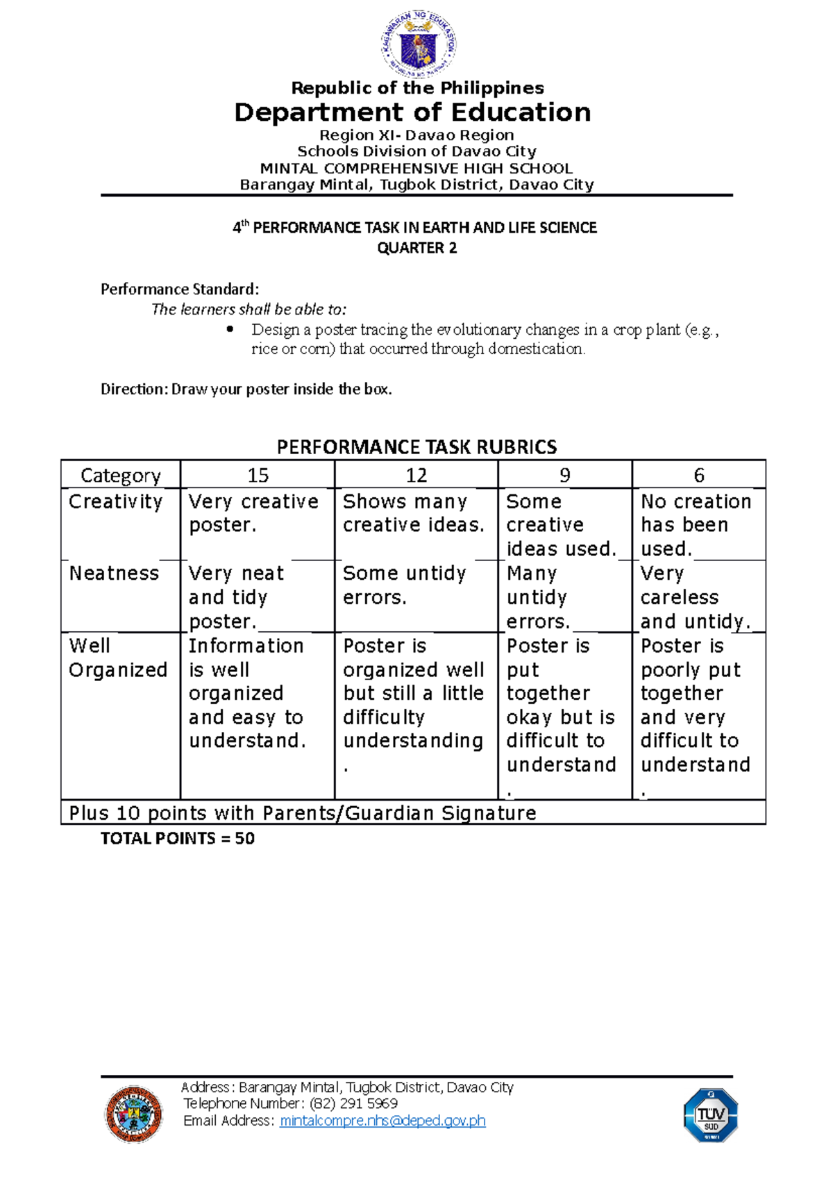 4th Performance TASK Q2 ELS - Republic of the Philippines Department of ...
