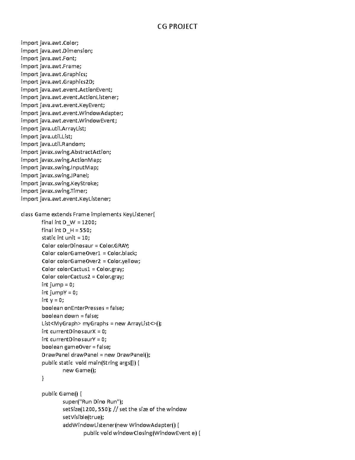 CG Project - CG PROJECT import java.awt; import java.awt; import java ...