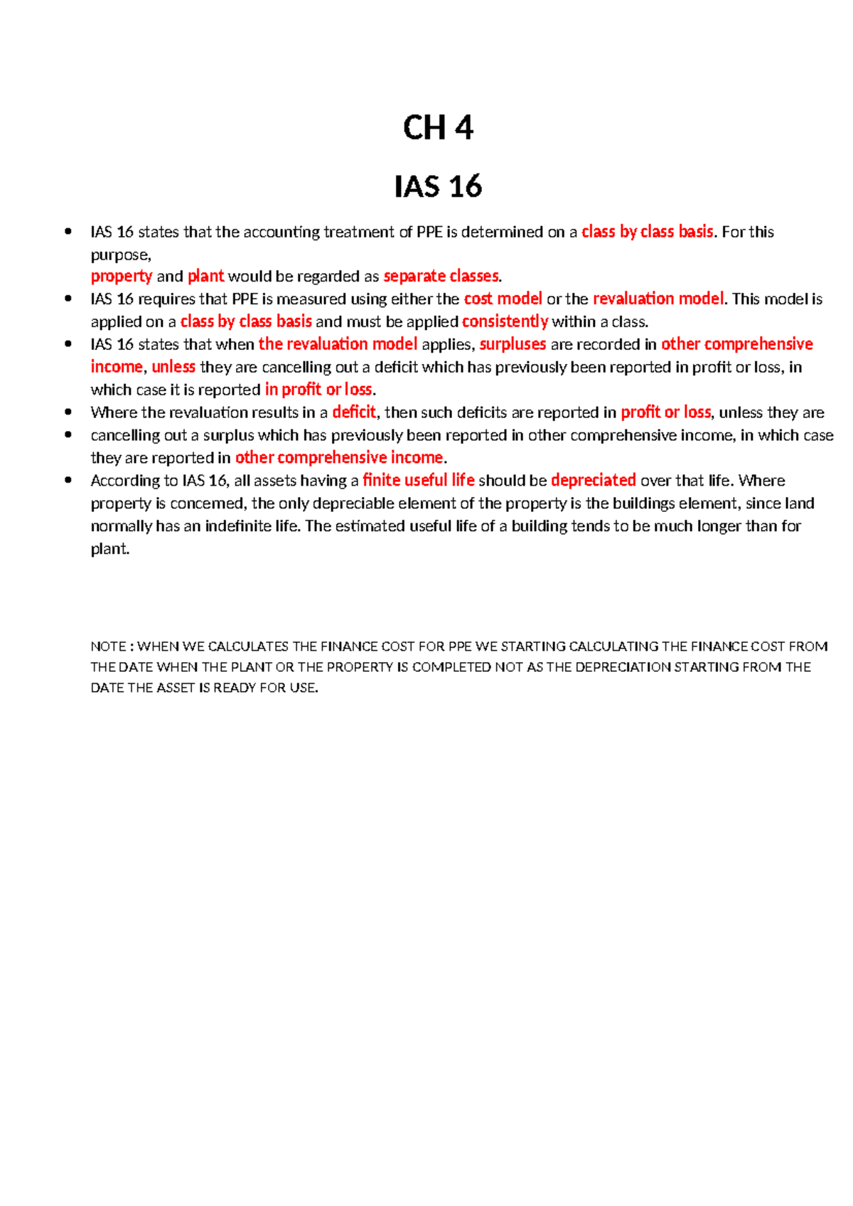 CH 4 IAS 16, 20, 40, 23 - good - CH 4 IAS 16 IAS 16 states that the ...