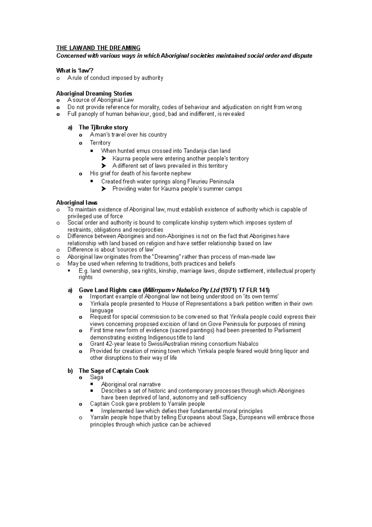 Summary Indigenous Legal Issues: commentary and materials lectures ...