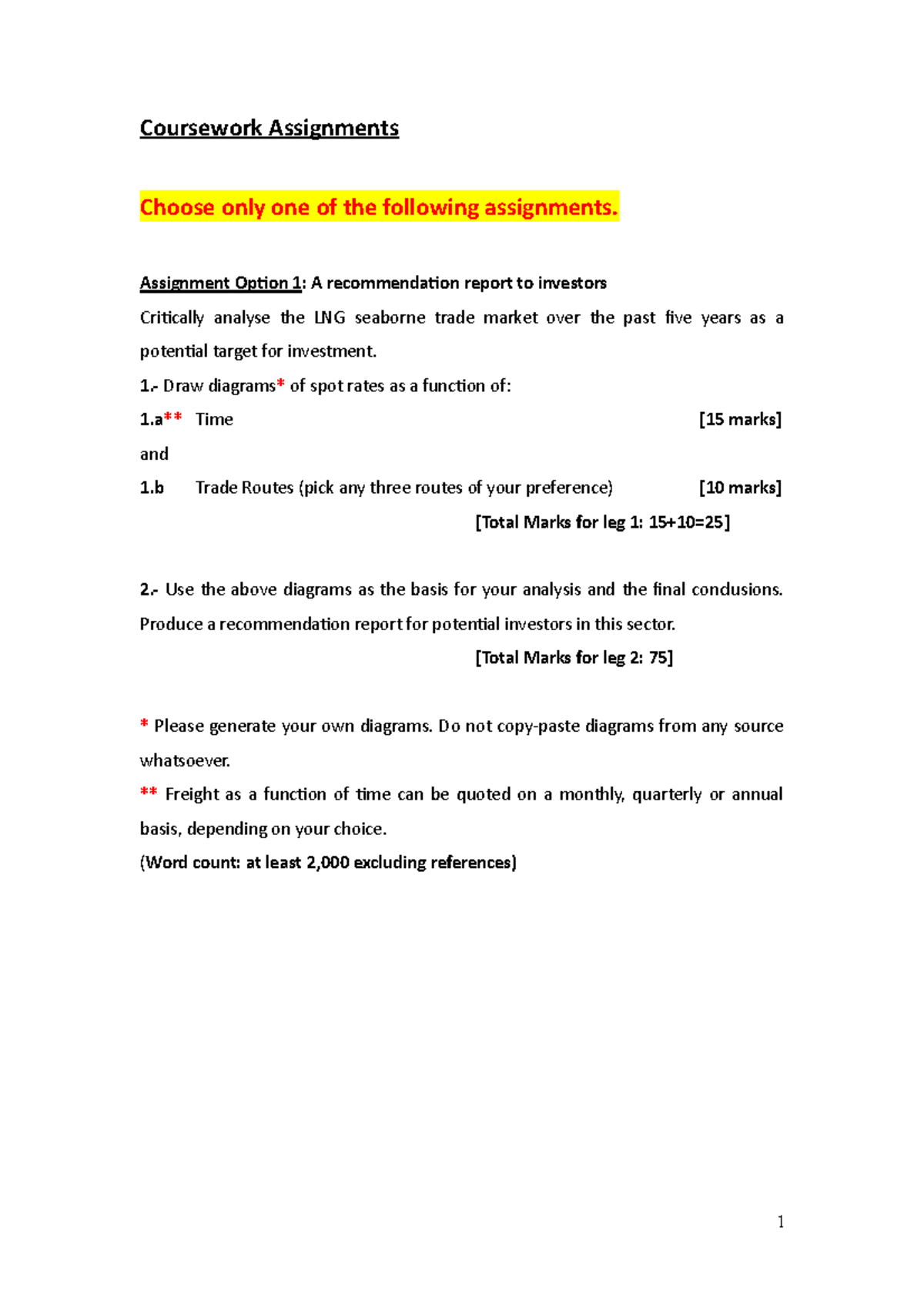 Coursework Assignments Fall 2022 2 - Coursework Assignments Choose only ...