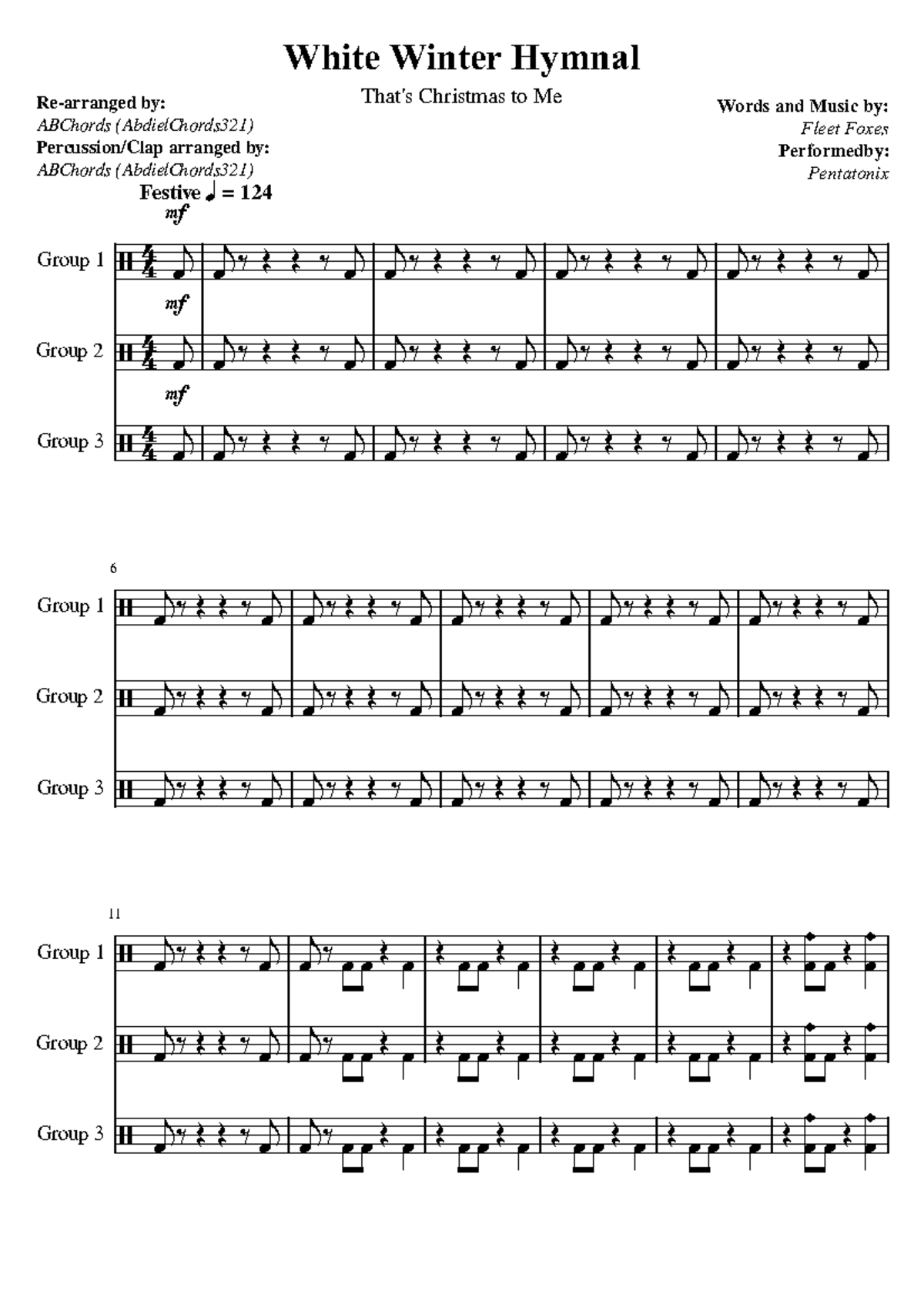 White Winter Hymnal-Body Percussion - That's Christmas to Me Re ...