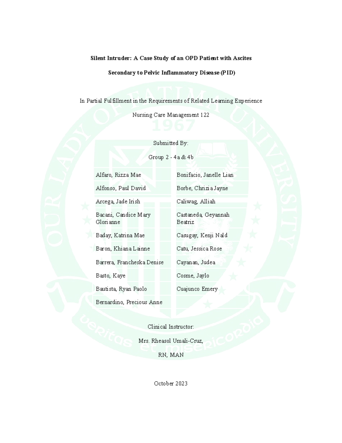 Silent Intruder A Case Study of an OPD Patient with Pelvic - Silent ...