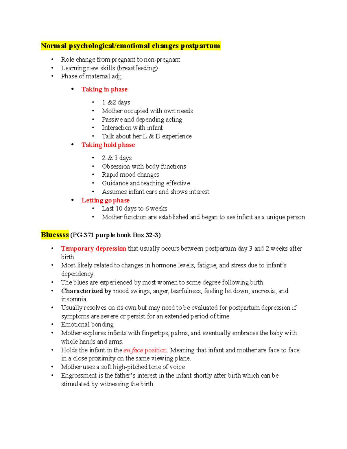 Normal psychological postpartum - Normal psychological/emotional ...