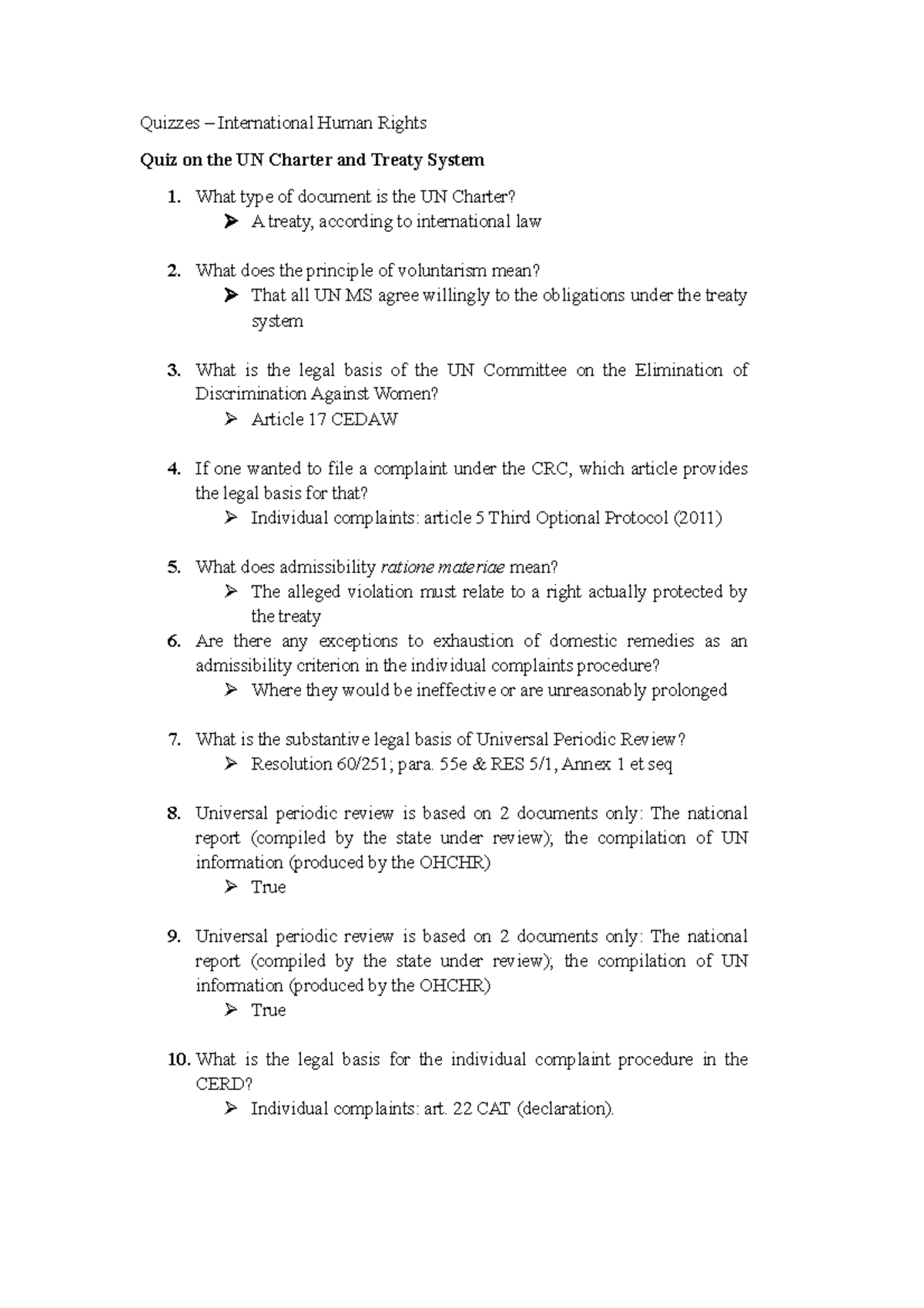 Quizzes questions and answers - Quizzes – International Human Rights ...