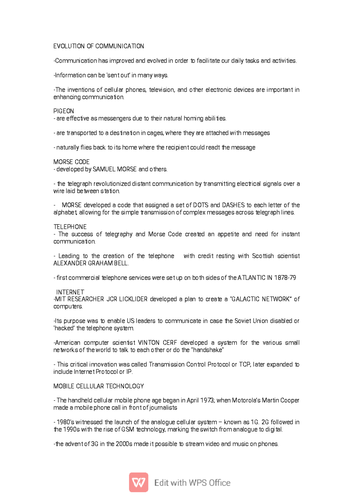 Emptech- Reviewer - summary - EVOLUTION OF COMMUNICATION -Communication ...