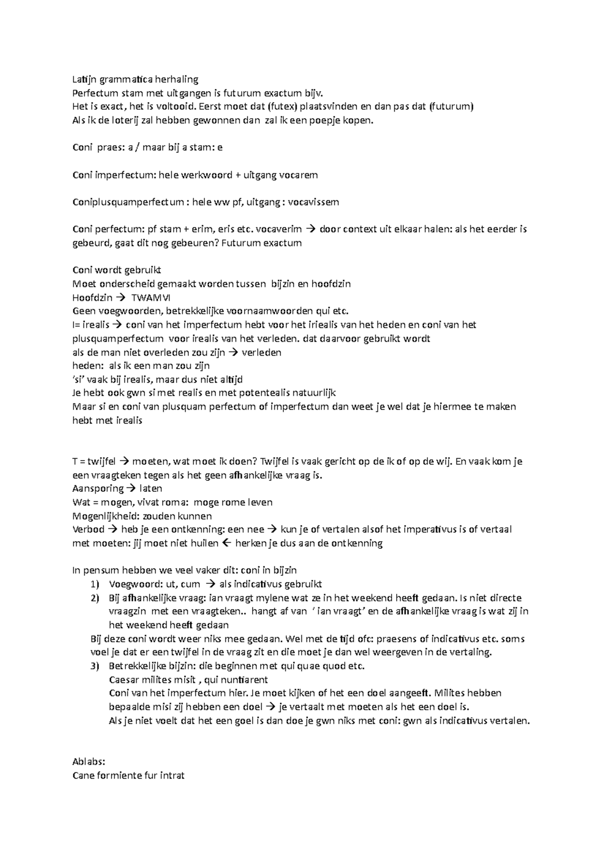 Latijn grammatica herhaling - Latijn grammatica herhaling Perfectum ...