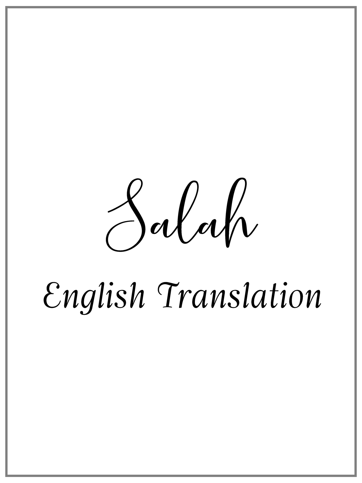 Salah Translation 2023 Minimal - Salah English Translation Contents ...
