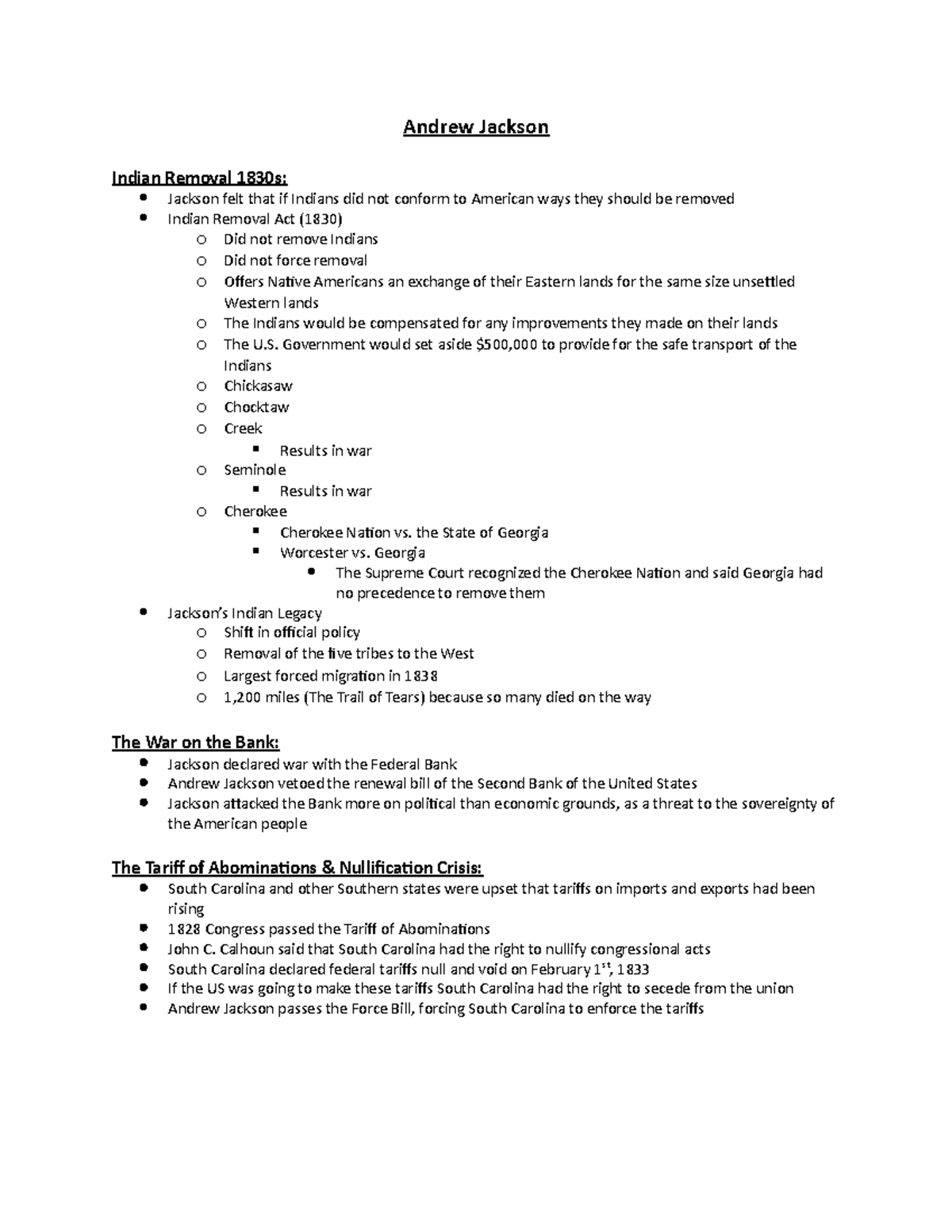 Andrew Jackson - Andrew Jackson Indian Removal 1830s: Jackson felt that ...