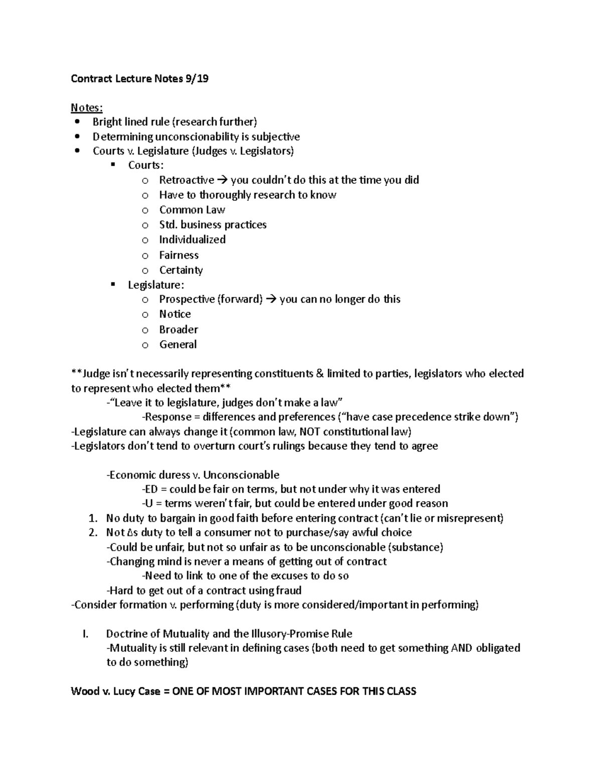 Contract Lecture Notes 9:19 - Contract Lecture Notes 9/ Notes: Bright ...