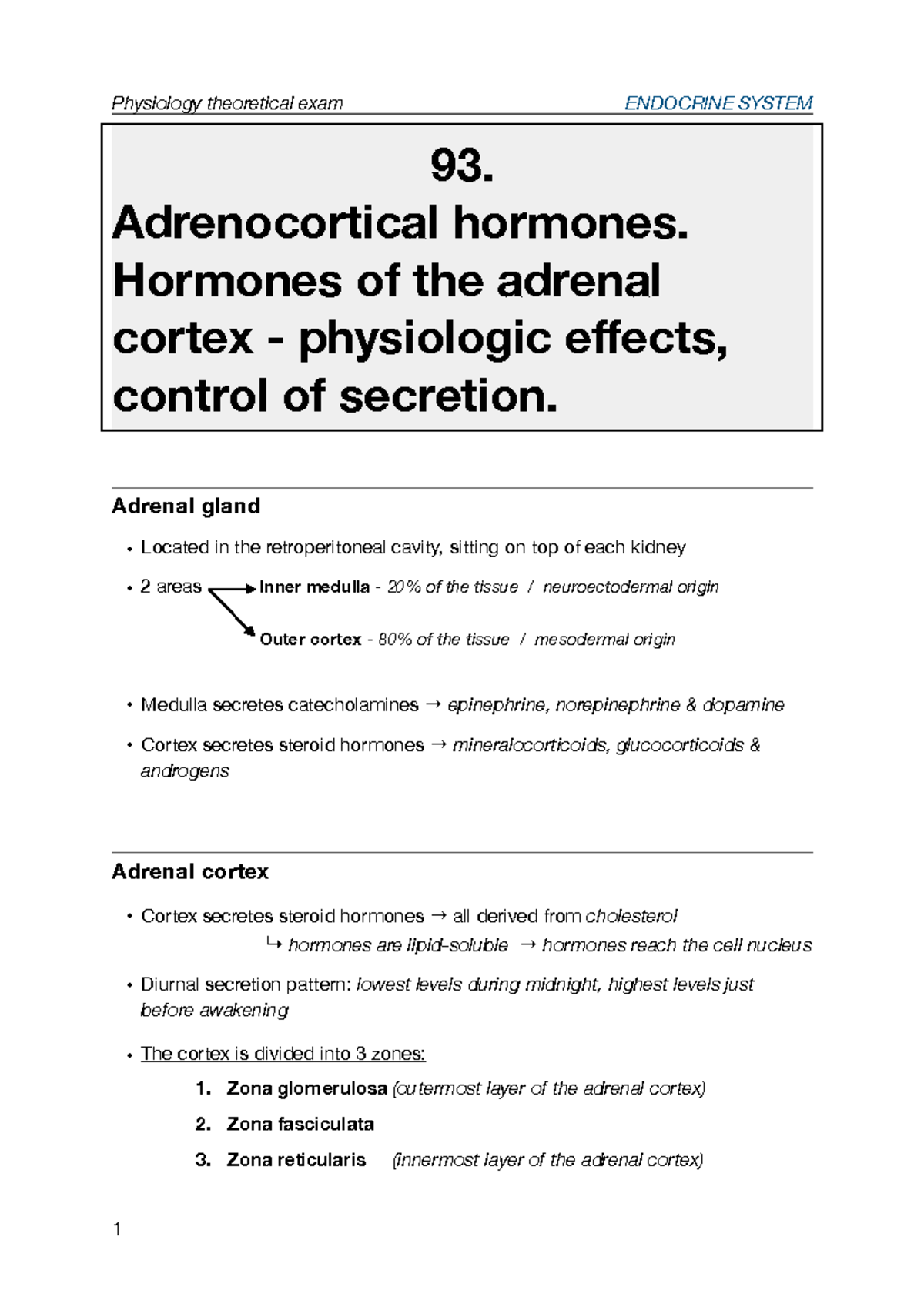 93. Hormones of the adrenal cortex - physiologic effects, control of ...