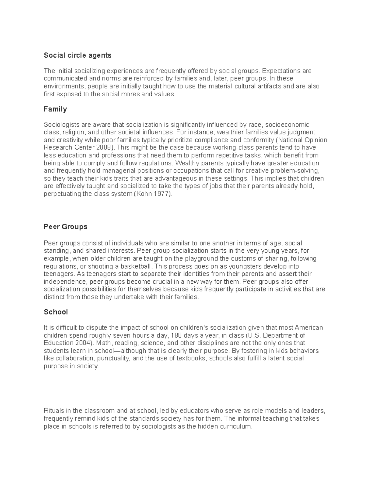 Socialization Facilitators Notes - Social circle agents The initial ...