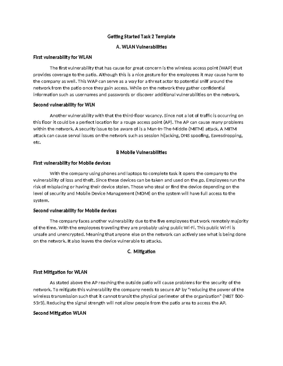 C844 Task 2 - passed - Getting Started Task 2 Template A. WLAN Vulnerabilities First ...