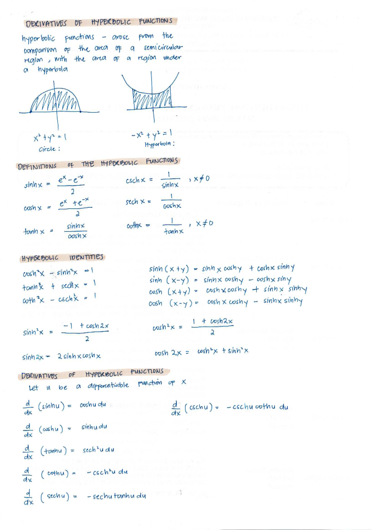 Hyperbolic-Functions - Basic Calculus 1 - Studocu