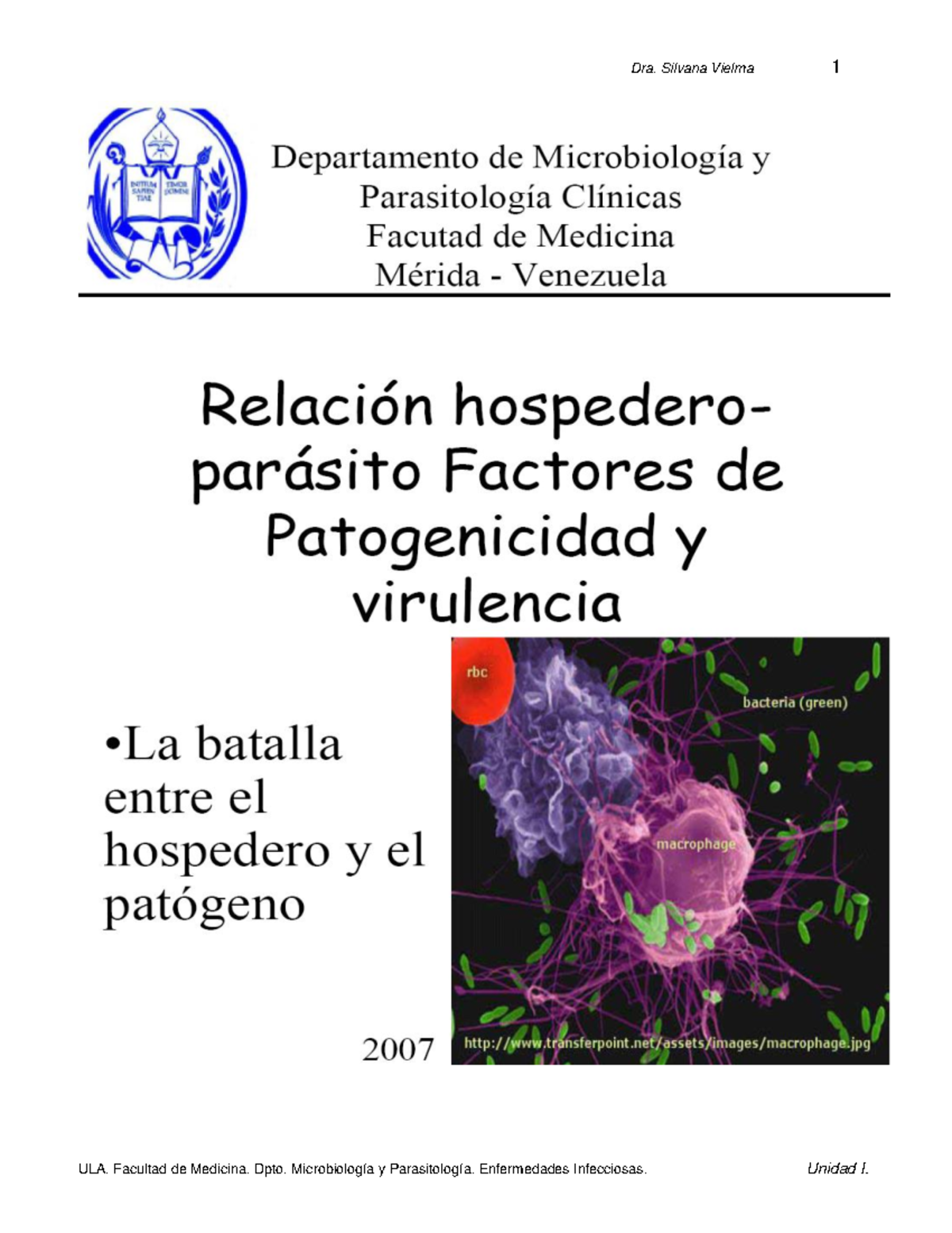 Tema 1. Mecanismos de Patogenicidad y Virulencia - UNIDAD I ...