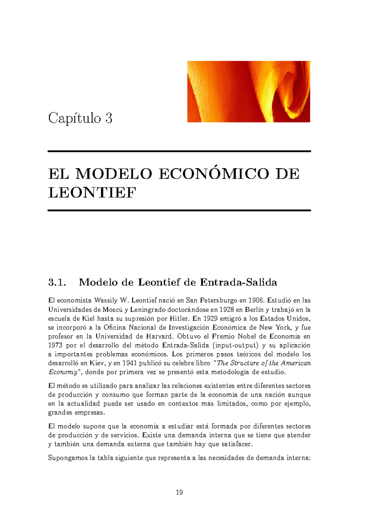 Modelo de leontiev - Resumen de - Cap ́ıtulo 3 EL MODELO ECON ́OMICO DE ...