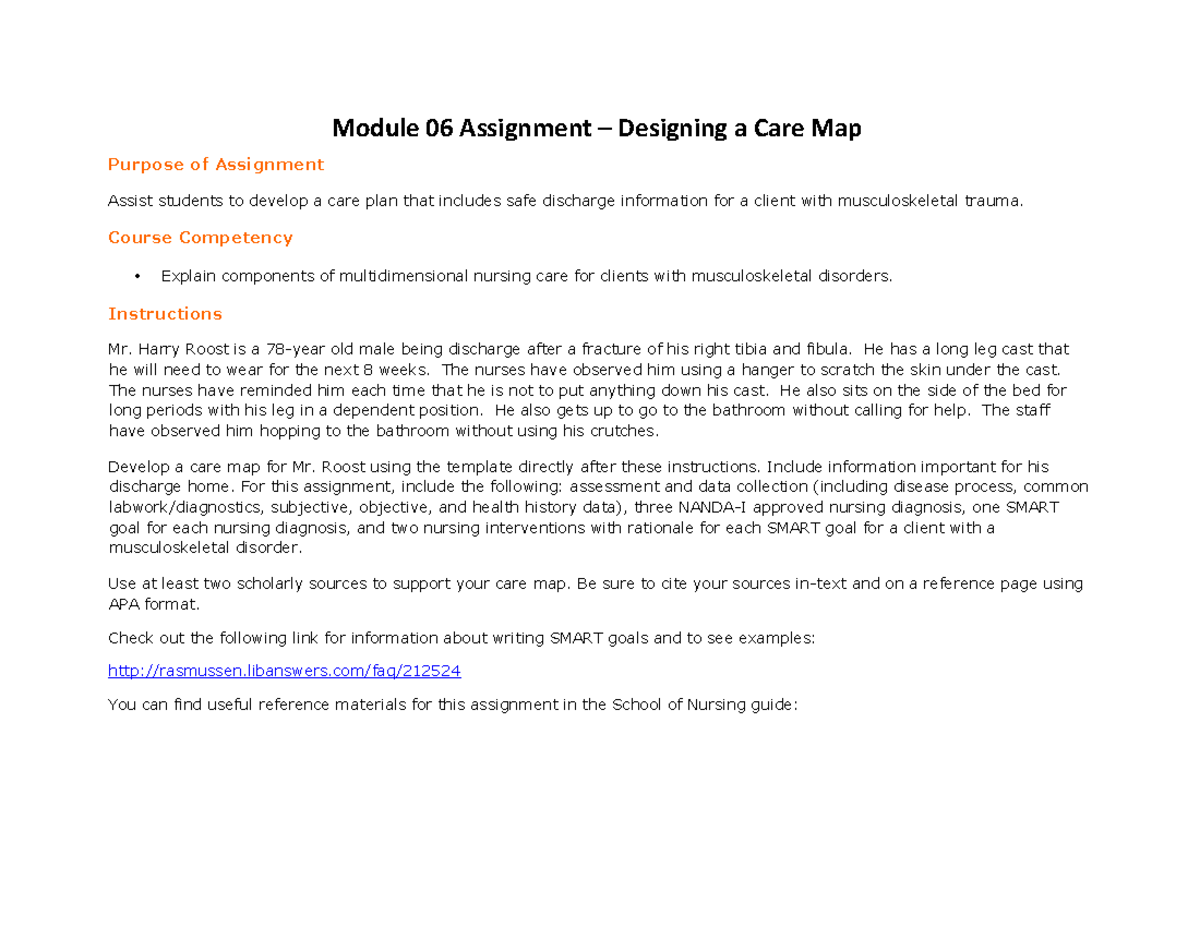 MDC1 Mod6 Care Plan - Care plan - Module 06 Assignment – Designing a Care Map Purpose of ...