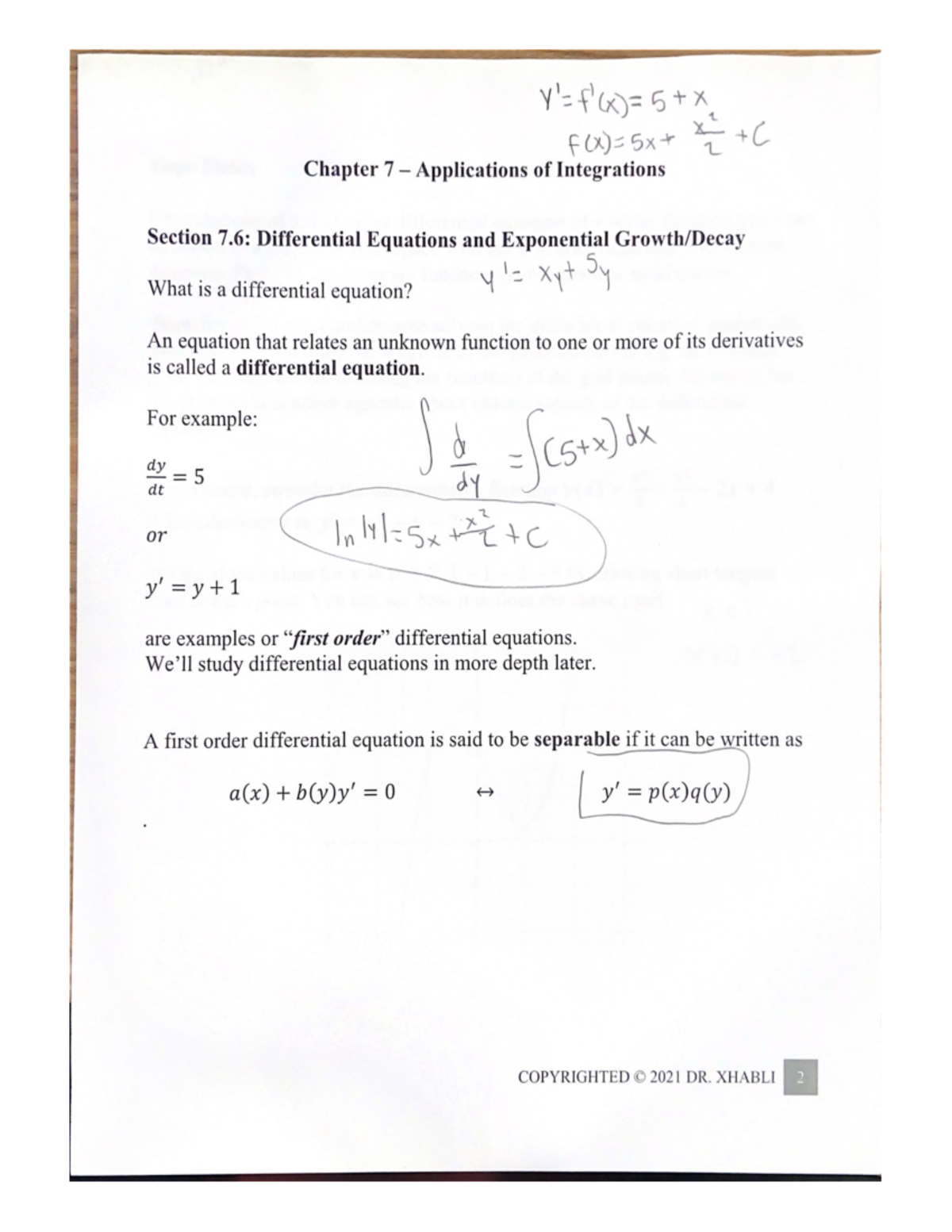 Chapter 7 - Applications of Integrations 2 - MATH 1432 - Studocu