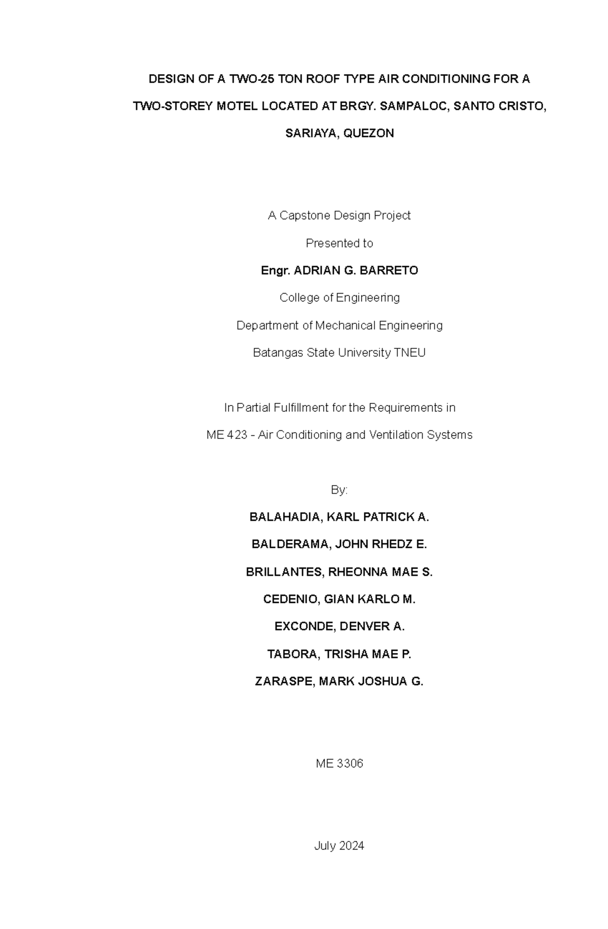 ME423 ME3306 Group 3 - Design project - DESIGN OF A TWO-25 TON ROOF ...
